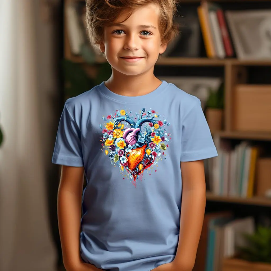 Camiseta Majica sa štampanim printom Cam 395, Dečija, Cijan