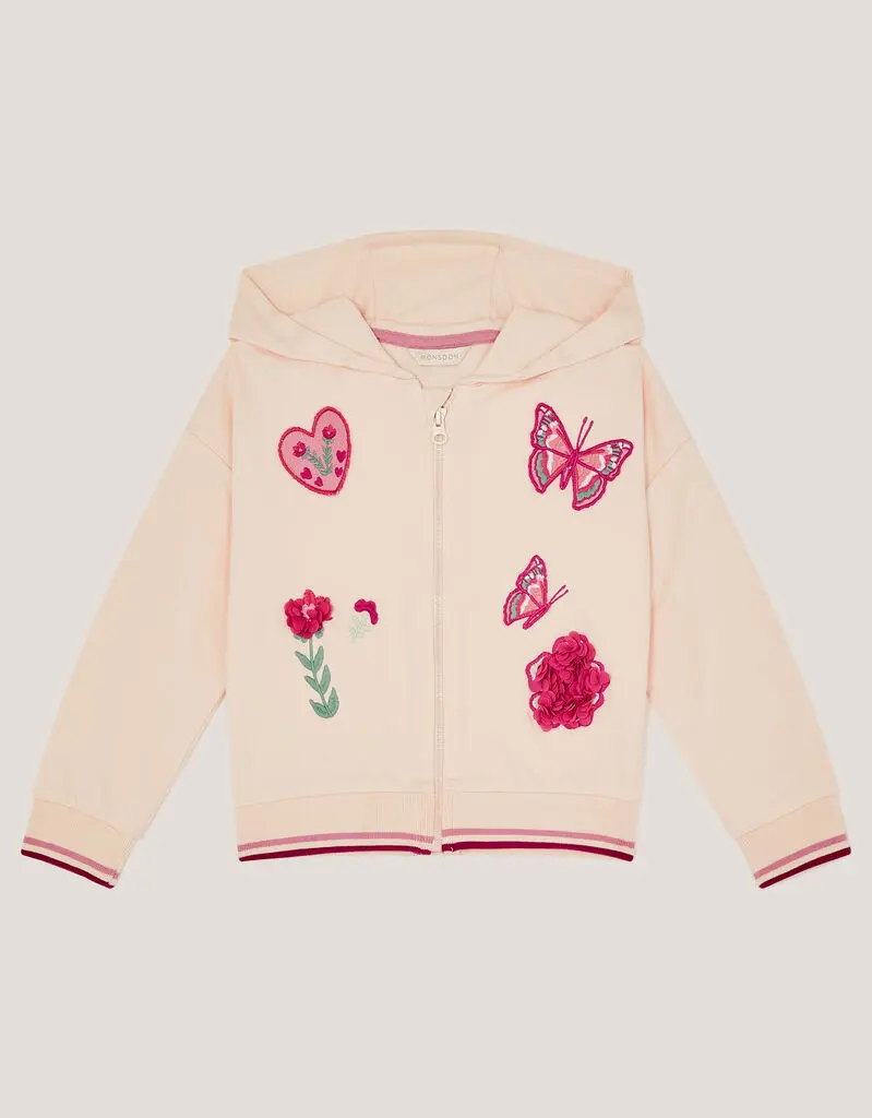 Monsoon Duks za devojčice Applique Badge Zip Throug, Roze