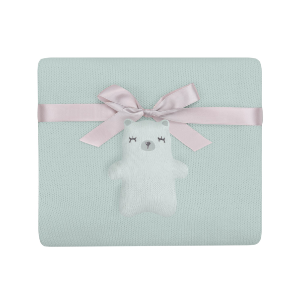 KikkaBoo Pleteno baby ćebence 75x100 Bear with me Mint (KKB11050)