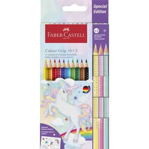 Drvene bojice Grip Unicorn + 3 Sparkle pastel Faber-Castell 1/10