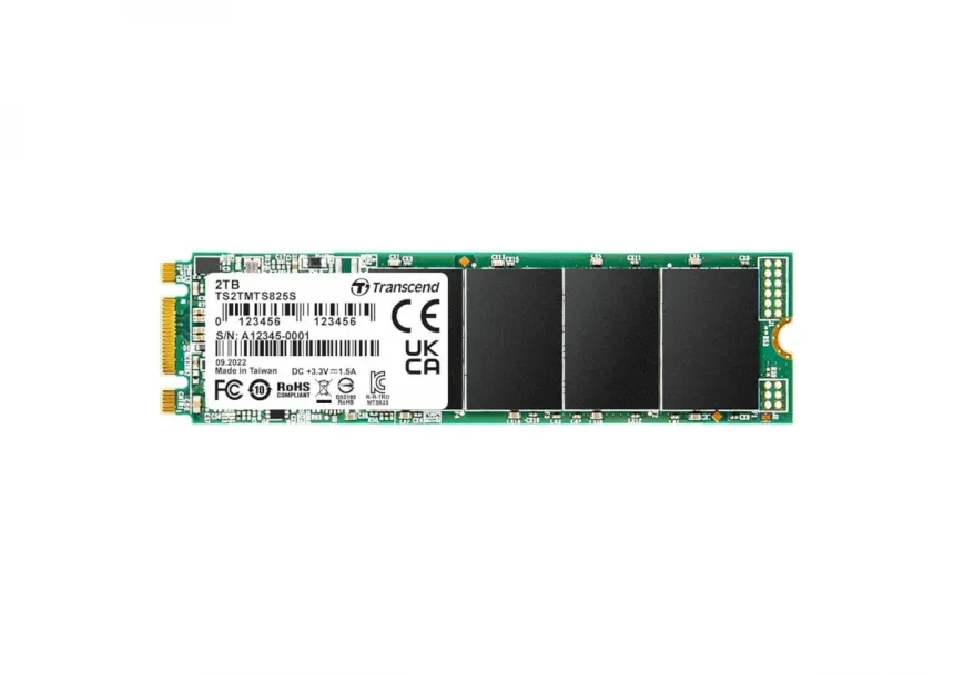 Transcend TS2TMTS825S M.2 SATA III 2TB, 2280, B+M Key, 3D NAND, DRAM-less, Read up to 550 MB/s, Write up to 500 MB/s