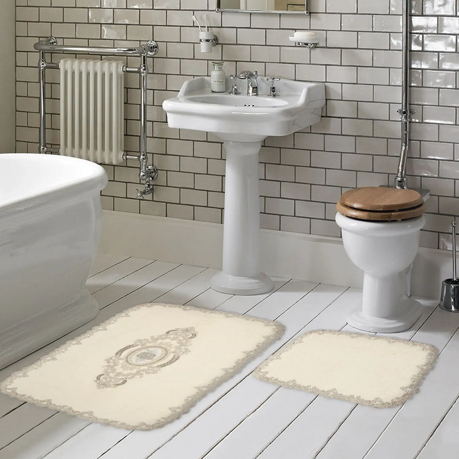 L'essentiel Maison Set 2 prostirke za kupatilo Krem
