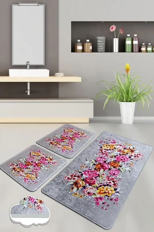L'essentiel Maison Set 3 prostirke za kupatilo Šareni