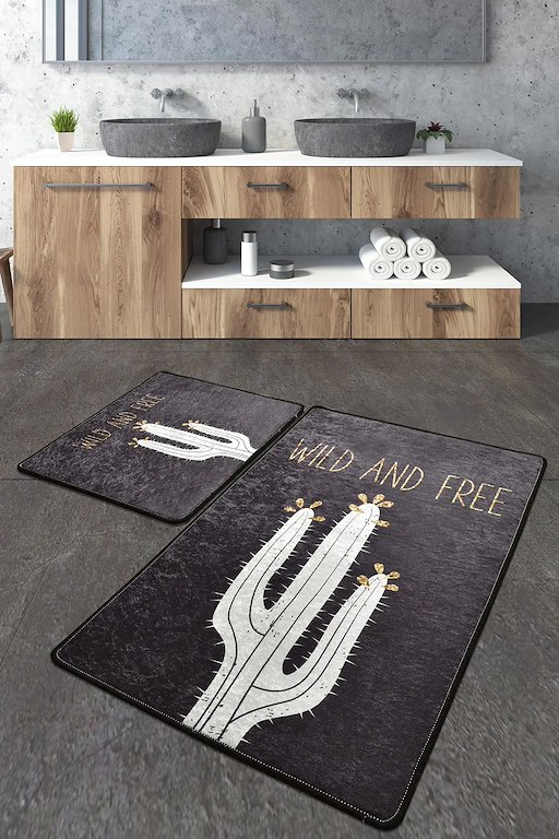 L'essentiel Maison Set 2 prostirke za kupatilo Crno-Beli