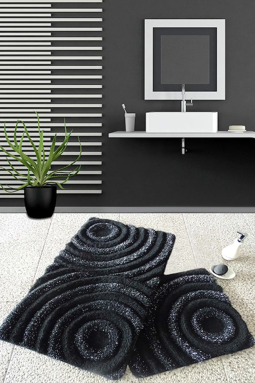 L'essentiel Maison Set 2 prostirke za kupatilo Crni