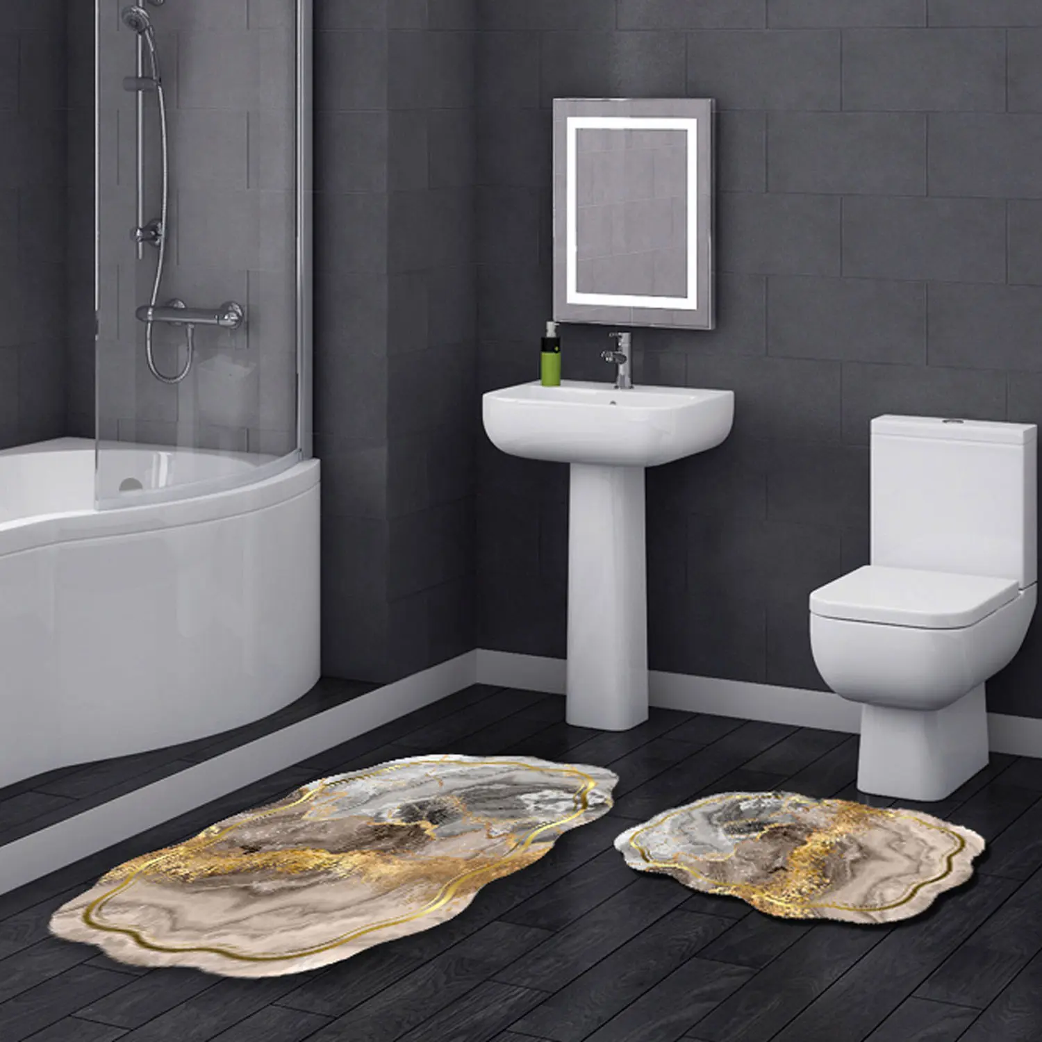 L'essentiel Maison Set 2 prostirke za kupatilo Šareni