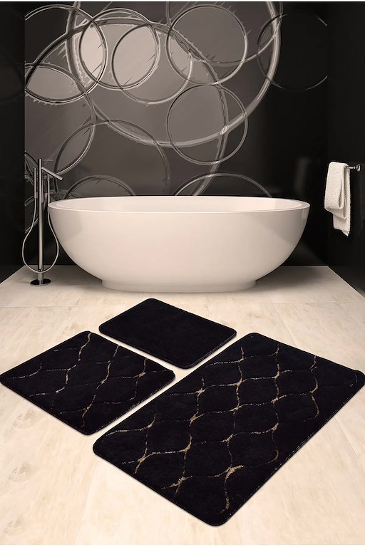 L'essentiel Maison Set 3 prostirke za kupatilo Crno-Zlatni