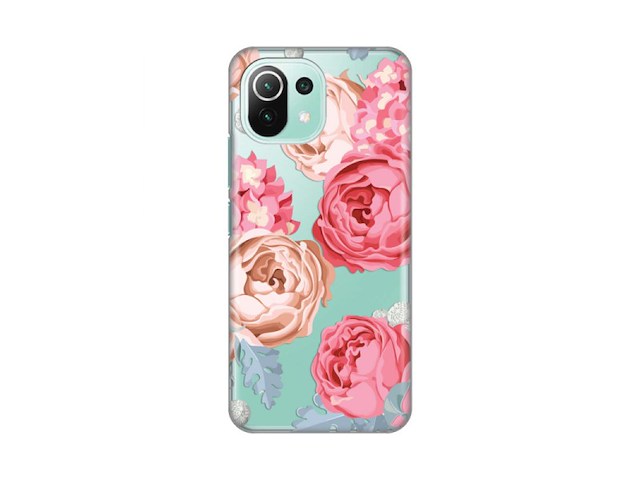 Torbica Silikonska Print Skin za Xiaomi Mi 11 lite Pink Flowers