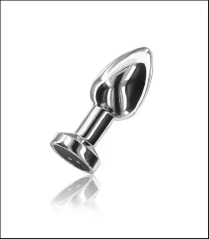 Metalni analni dildo sa vibracijom, 8.5cm, Sivi