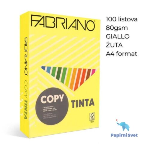 Fotokopir Papir u boji Copy Tinta 100L A4 80gr GIALLO ŽUTI, Fabriano