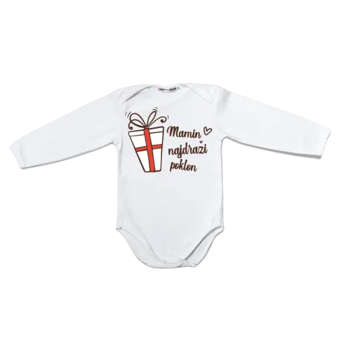 Bodi za bebe dugih rukava Mamin najdraži poklon cs3267, Beli