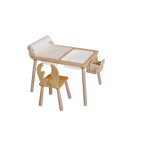 Roll and Chair - White White Kid's Table Set
