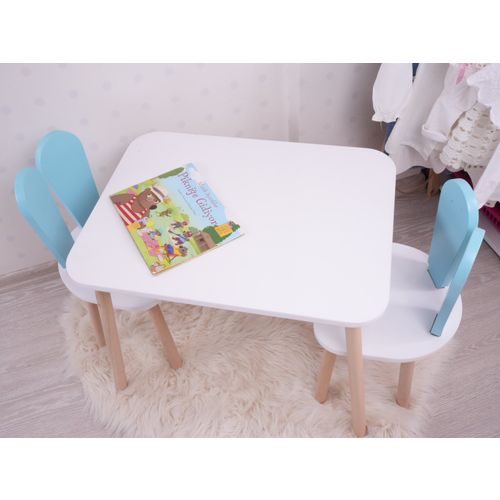 Bunny Two Chair Set - Baby Blue, White Baby Blue White Kid's Table Set