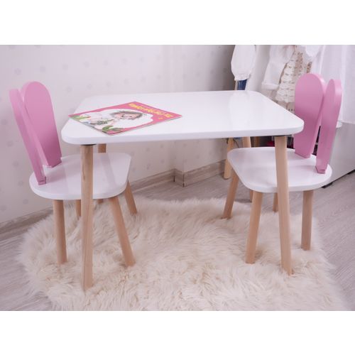 Bunny Two Chair Set - Pink, White Pink White Kid's Table Set