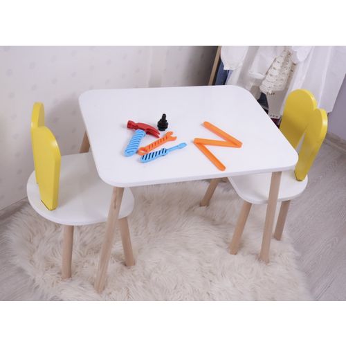 Bunny Two Chair Set - Yellow, White Yellow White Kid's Table Set