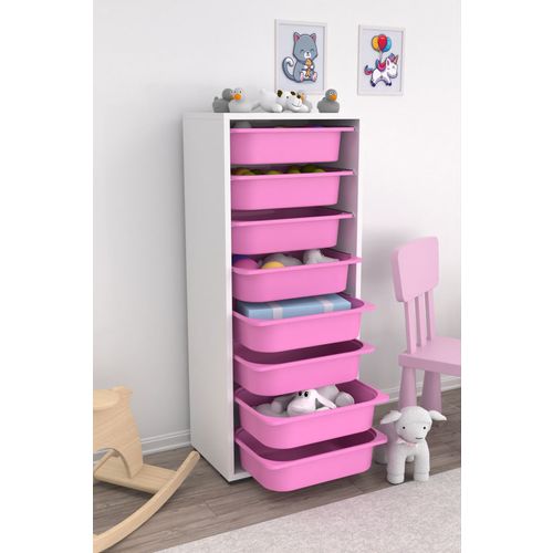 Cara 8N - White, Pink White Pink Multi Purpose Cabinet