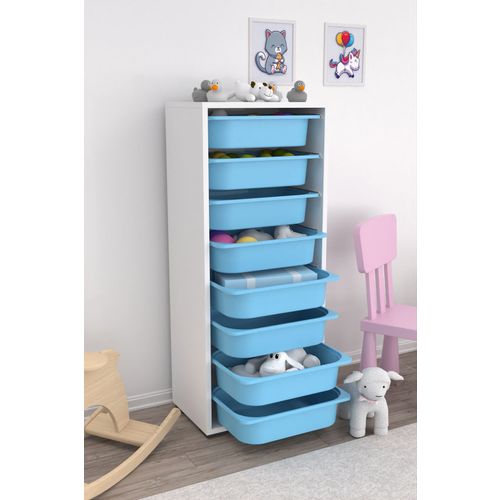 Cara 8N - White, Blue White Blue Multi Purpose Cabinet