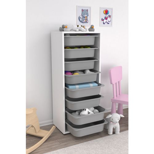 Cara 8N - White, Grey White Grey Multi Purpose Cabinet
