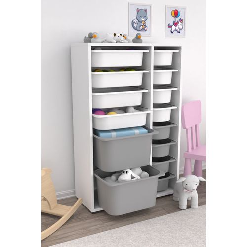 Rine 2D4K8U - White, Grey White Grey Multi Purpose Cabinet