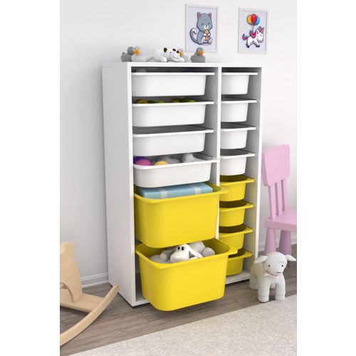 Rine 2D4K8U - White, Yellow White Yellow Multi Purpose Cabinet