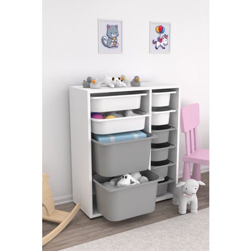 Zen 2D2K6U - White, Grey White Grey Multi Purpose Cabinet