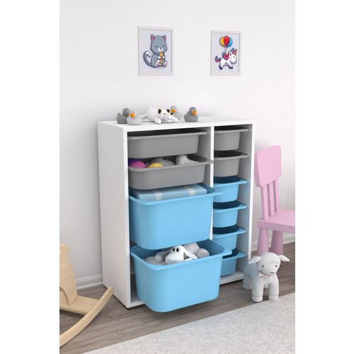 Zen 2D2K6U - White, Grey, Blue White Grey Blue Multi Purpose Cabinet