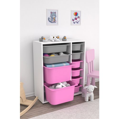 Zen 2D2K6U - White, Grey, Pink White Grey Pink Multi Purpose Cabinet