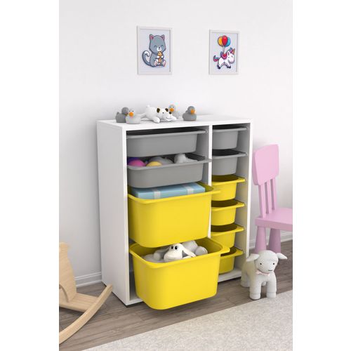 Zen 2D2K6U - White, Grey, Yellow White Grey Yellow Multi Purpose Cabinet