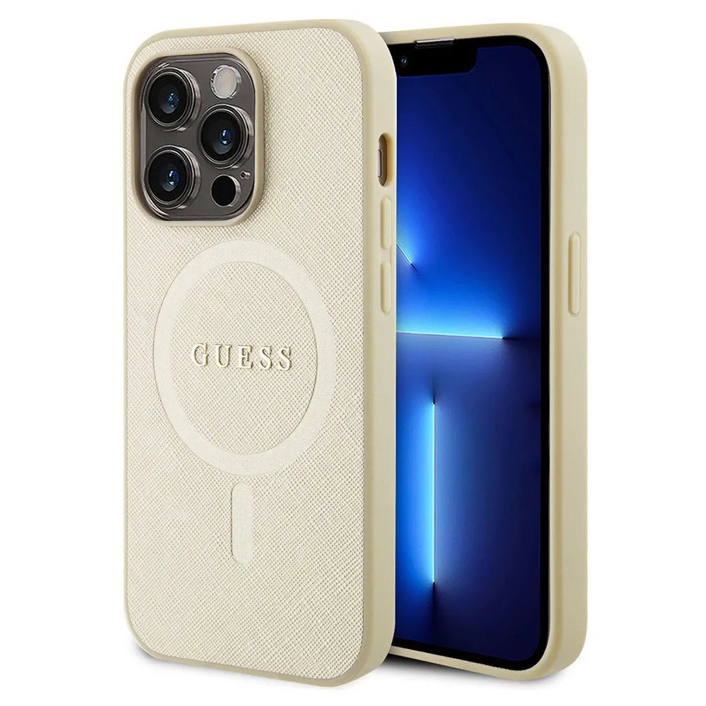 Maska Guess Hc PU Saffiano Magsafe za iPhone 15 Pro 6.1 bez (GUHMP15LPSAHMCB)