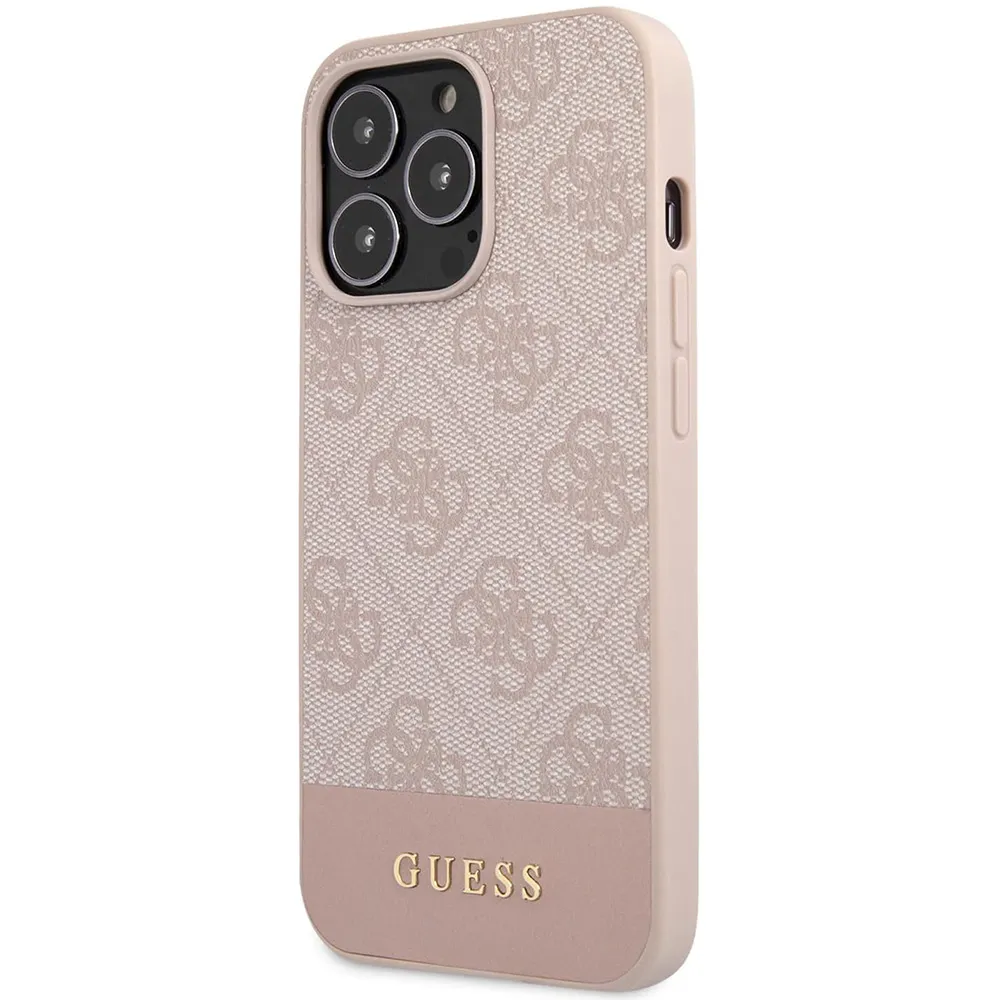 Maska Guess Hc PC/TPU 4G Pu Bottom Stripe za iPhone 15 Pro 6.1 roze (GUHCP15LG4GLPI)