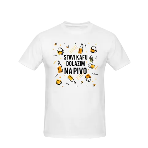 Unisex majica Stavi kafu dolazim na pivo cs3207, Bela