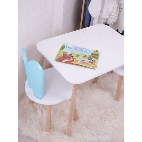 Bunny One Chair Set - Baby Blue, White Baby Blue White Kid's Table Set