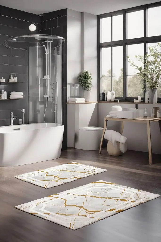 L'essentiel Maison Set prostirki za kupatilo CT-5169, 2 Komada, Bela