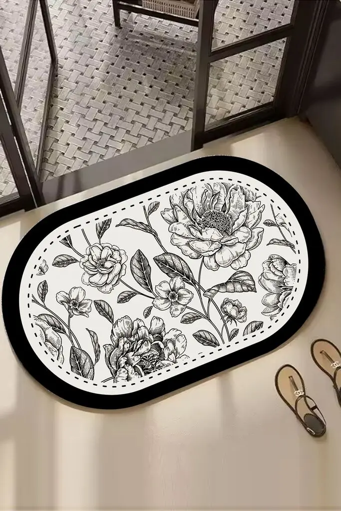 L'essentiel Maison Prostirka za kupatilo Rasse, 60x100 cm, Crno-bela