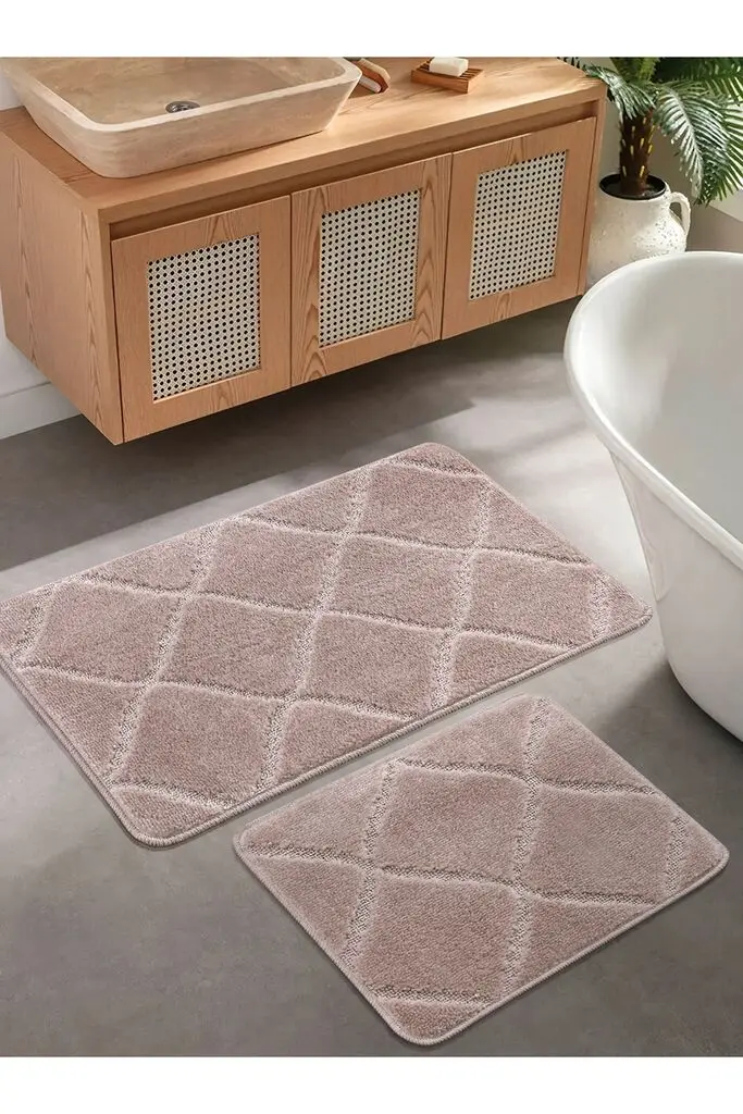 L'essentiel Maison Set prostirki za kupatilo Cizgili, 2 Komada, Siva