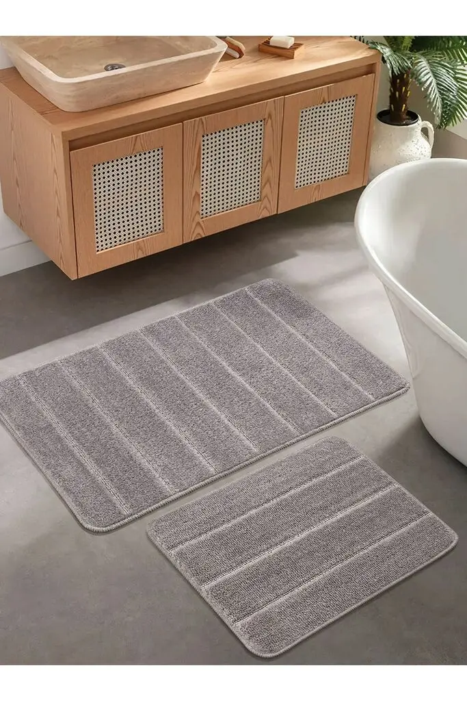 L'essentiel Maison Set prostirki za kupatilo Yeni Cizgili, 2 Komada, Siva