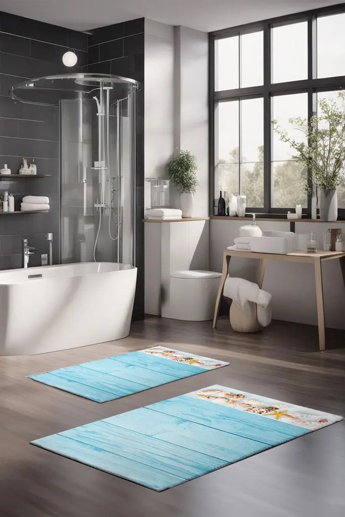 L'essentiel Maison Set prostirki za kupatilo CT-5215, 2 Komada, Svetloplava