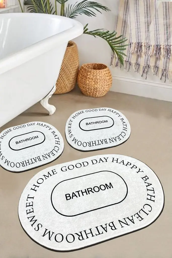 L'essentiel Maison Set prostirki za kupatilo Baindos, 3 Komada, Bela