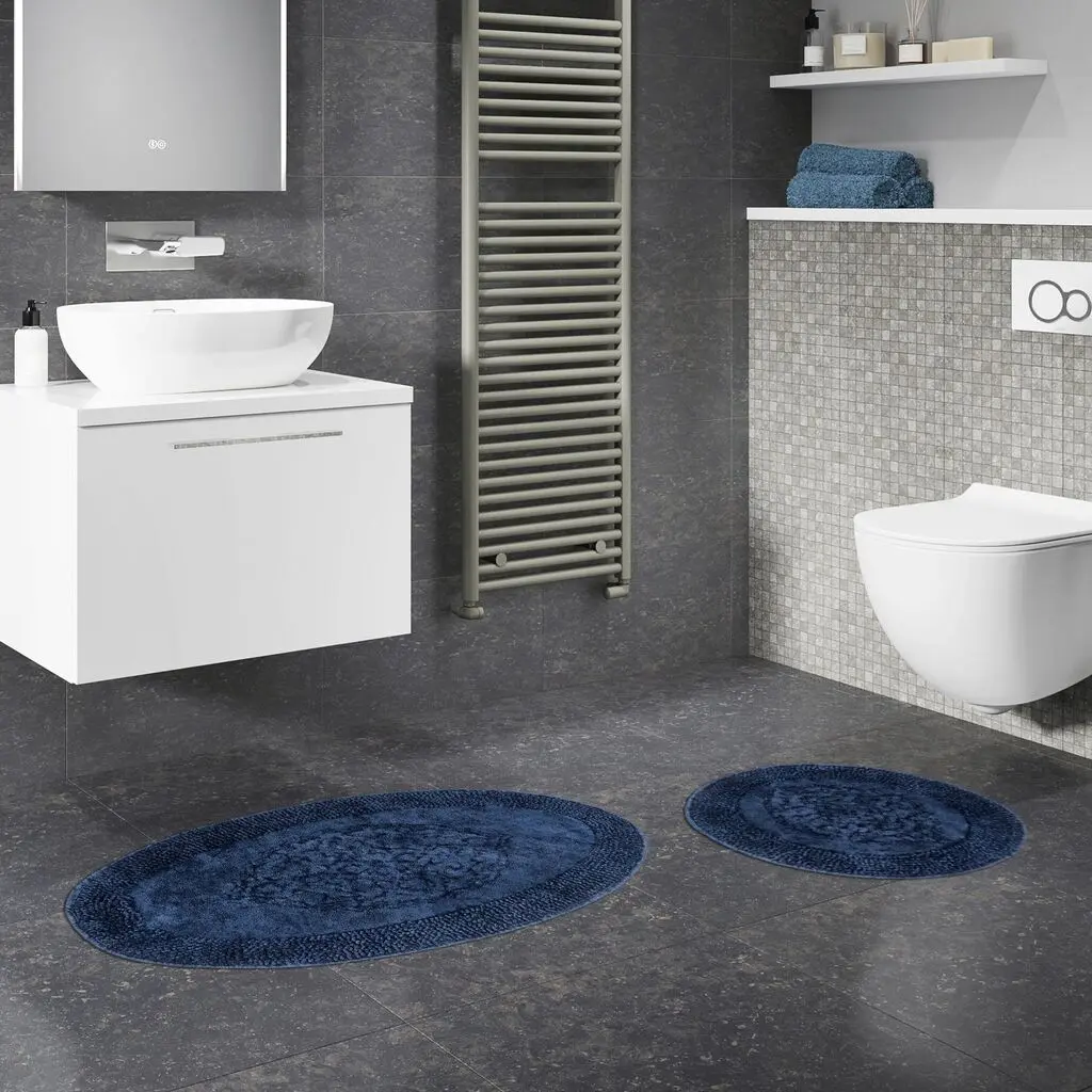 L'essentiel Maison Set prostirki za kupatilo Cottonkt 000397, 2 Komada, TamnoPlava