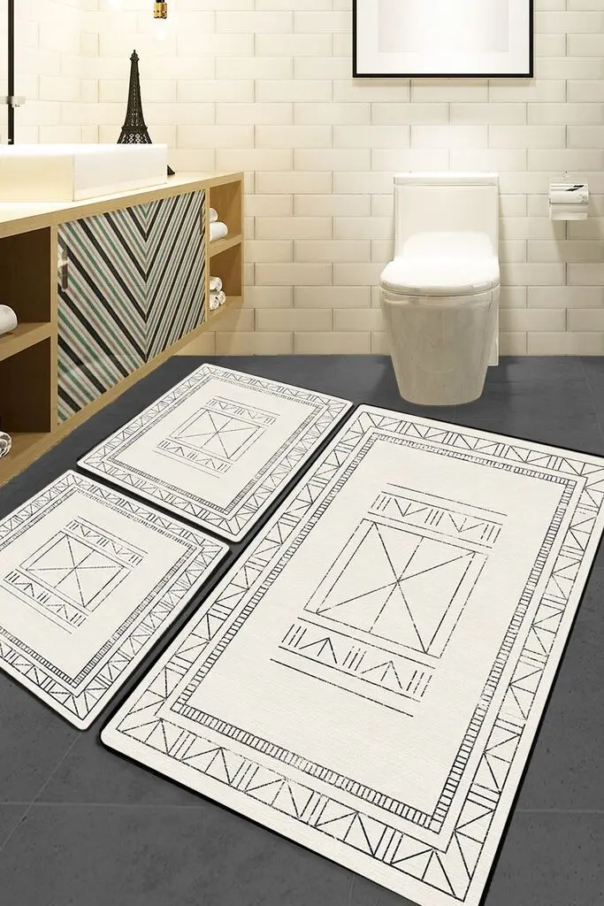 L'essentiel Maison Set prostirki za kupatilo Touch, 3 Komada, Bela