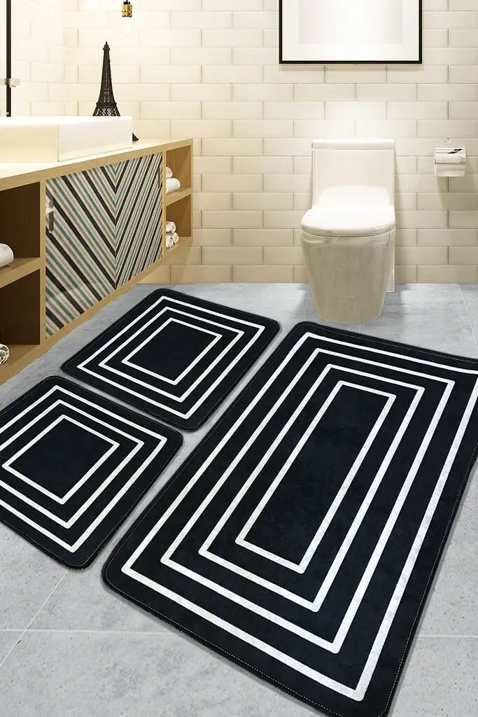 L'essentiel Maison Set prostirki za kupatilo Wale, 3 Komada, Bela