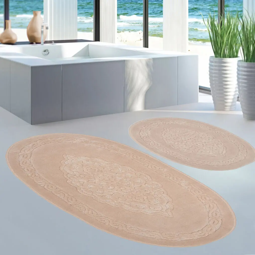 L'essentiel Maison Set prostirki za kupatilo Cottonkt 000222, 2 Komada, Krem