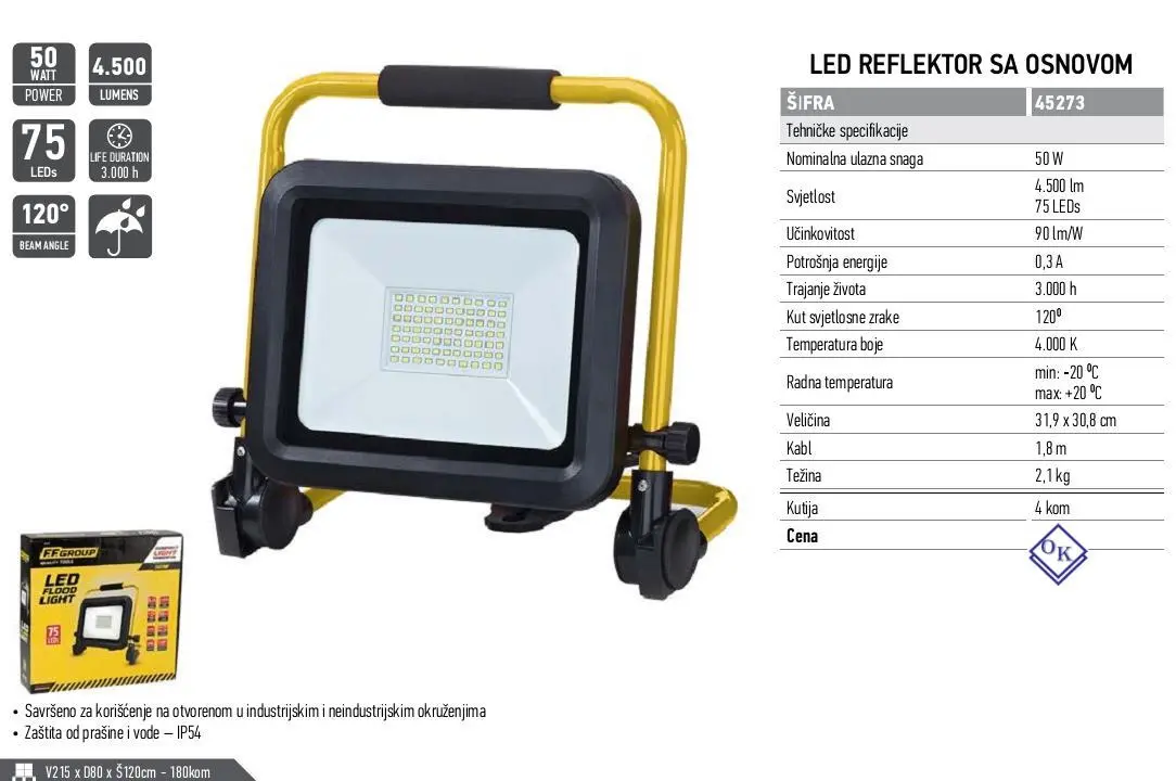FF REFLEKTOR LED 50W, 4500LM