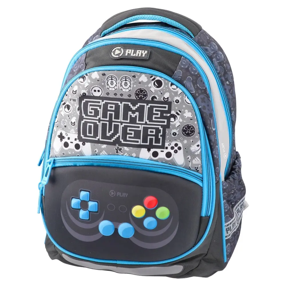Play Ranac za dečake Game Arcade Maxx, Anatomski, 41 x 31 x 21 cm, Plavo-sivi