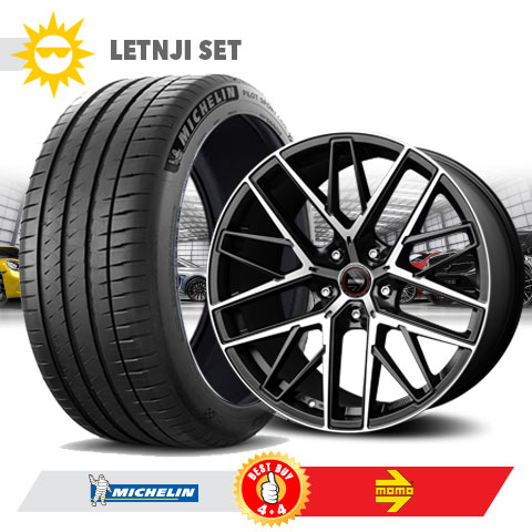 275/45 R21 SET MICHELIN + MOMO RFX01 MB POL 5/120 + TPMS