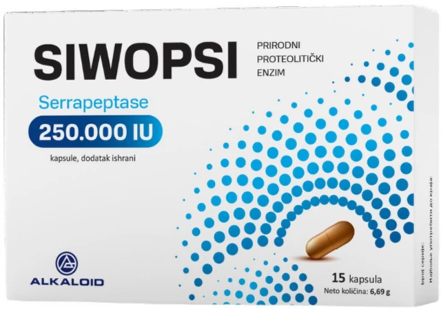 Siwopsi Serrapeptase 250.000 IU, 15 kapsula