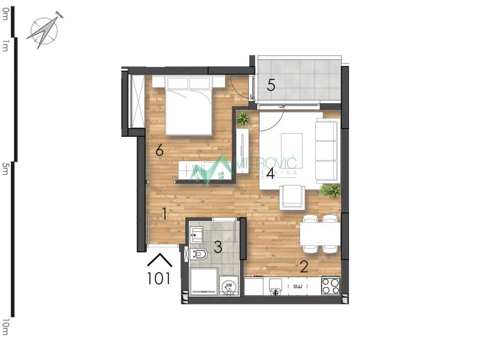 Jednoiposoban stan na prodaju, 41m2, 121.340€