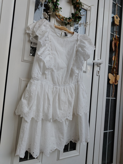 H&M bela vežena haljina XL