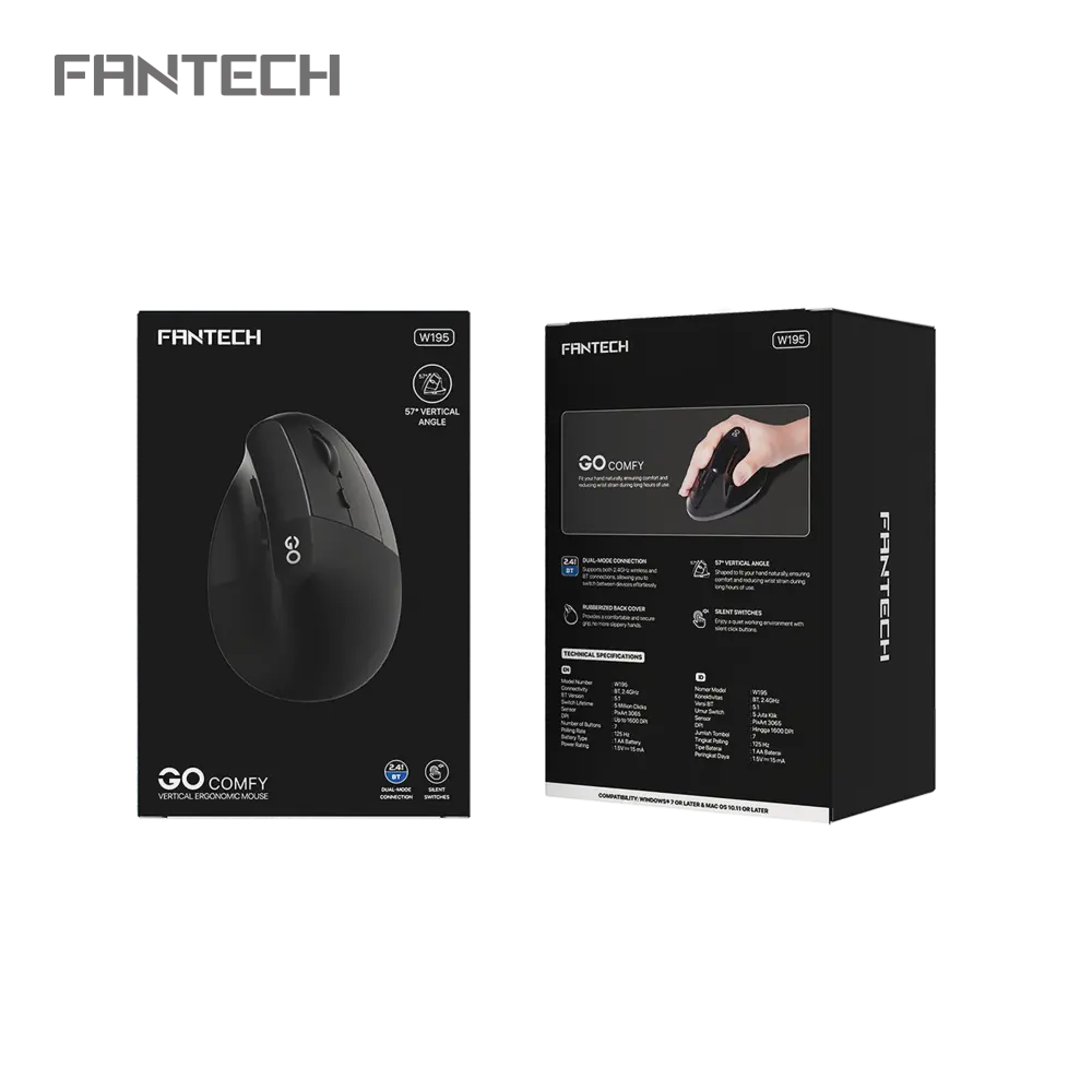 Fantech Bežični miš W195 GO comfy, Crni