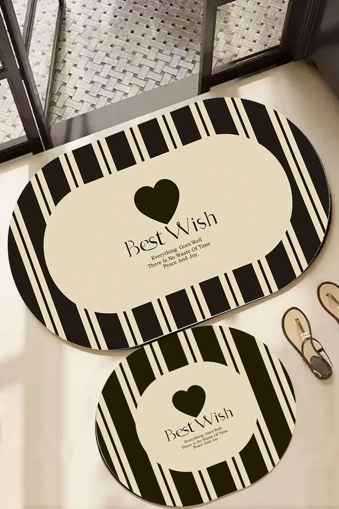 L'essentiel Maison Set prostirki za kupatilo Best Wish, 2 komada, Crno-beli